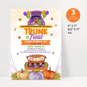 Trunk or Treat Invitation, Editable Trunk or Treat Flyer, School ...