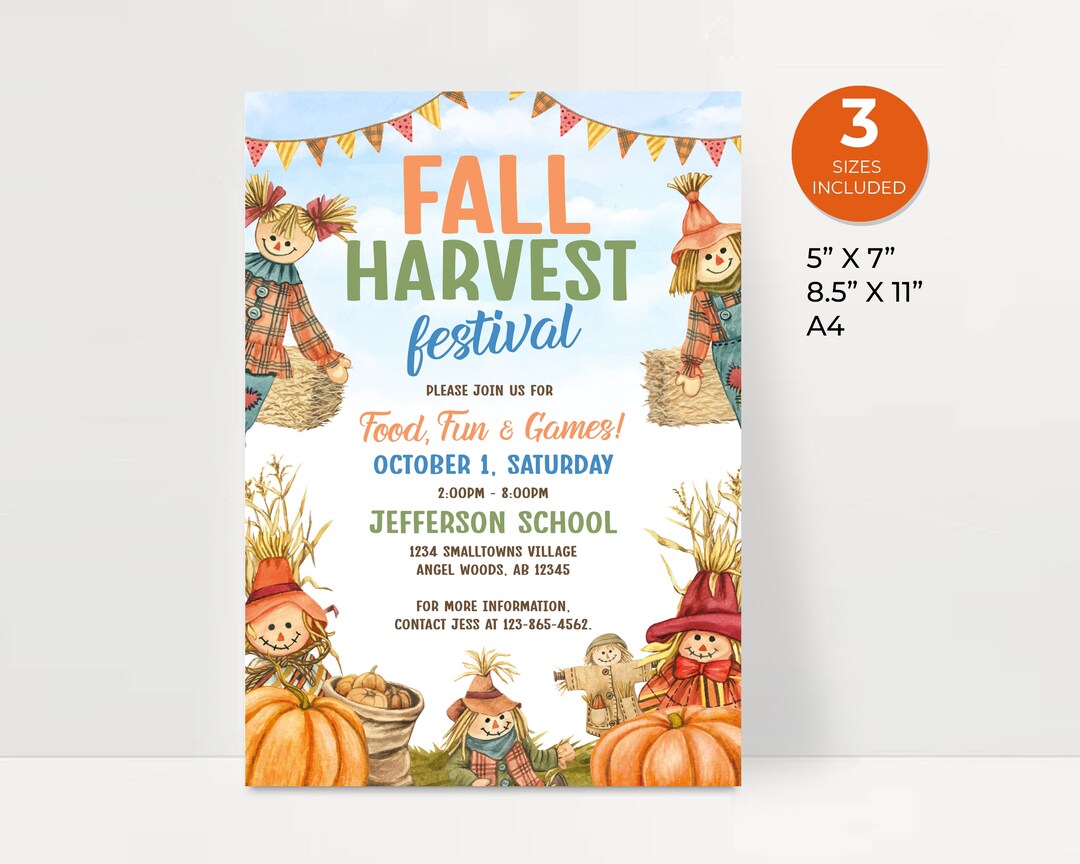Fall Harvest Festival Flyer, Fall Harvest Fundraiser, Editable Rustic ...