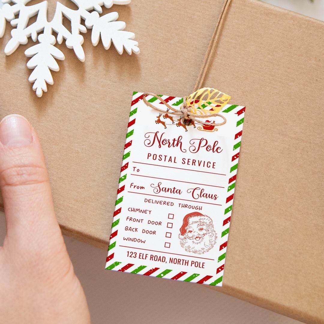 Editable Santa Mail North Pole Shipping Label Template, Printable Santa ...