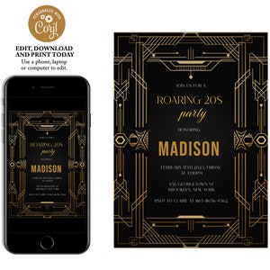 Great Gatsby Birthday Invitation, Roaring 20s Invitation, Party Like ...