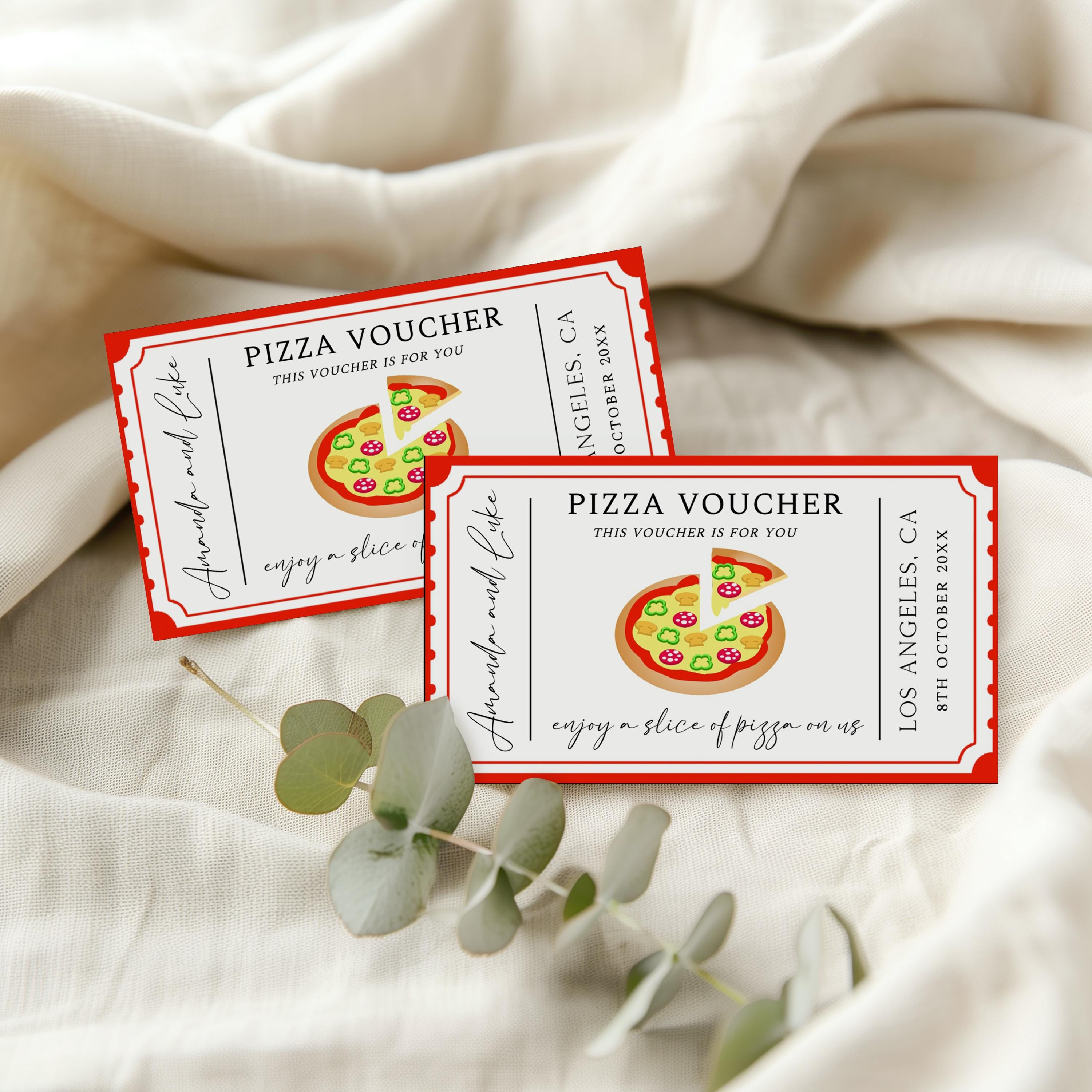 Editable Pizza Slice Ticket Template, Minimalist Meal Voucher, Kids ...