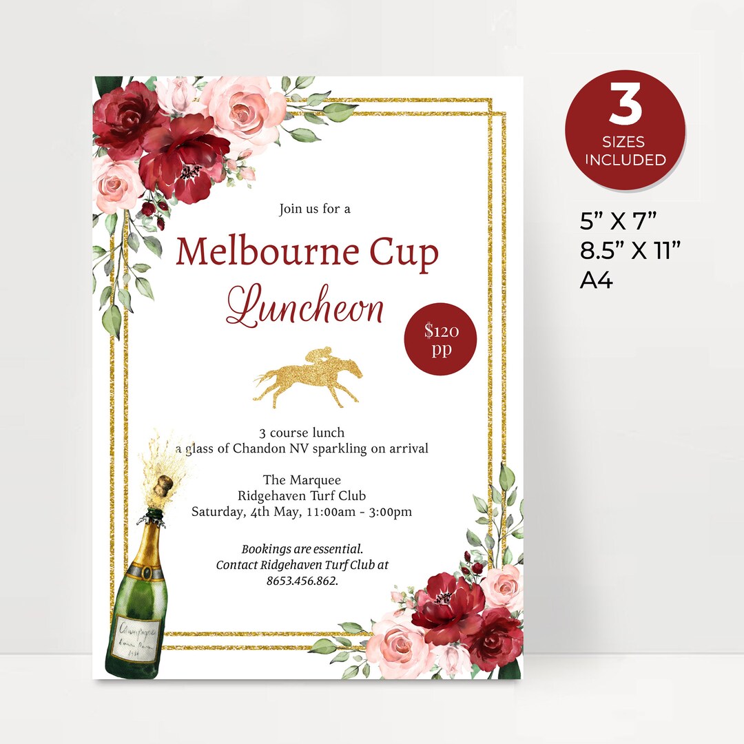 Melbourne Cup Luncheon Invitation, Kentucky Derby Invite, Luncheon ...