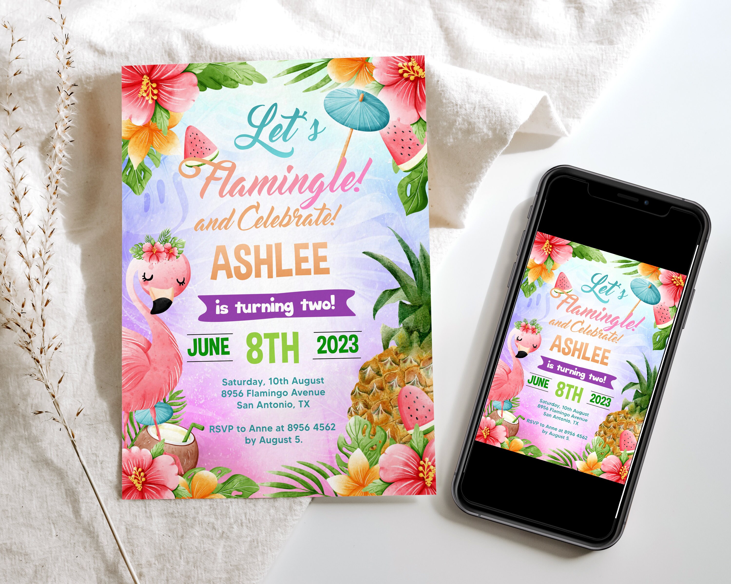 Flamingo Birthday Party Invitation, Flamingo Theme Party, Flamingle ...