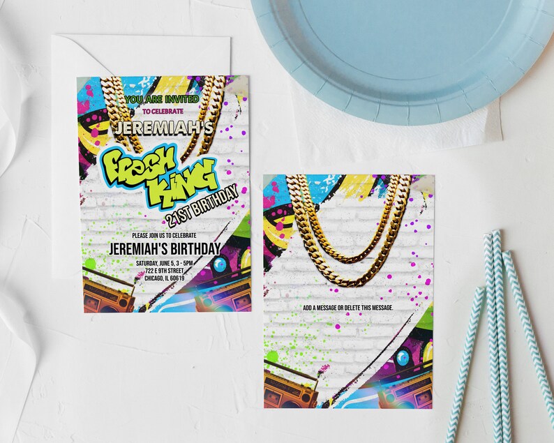 Graffiti 80s 90s Retro Printable Invitation, Urban Retro Invitation ...