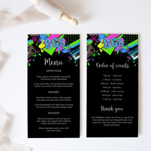80s Birthday Program, 80s Menu Template, 80s Theme Birthday Program ...