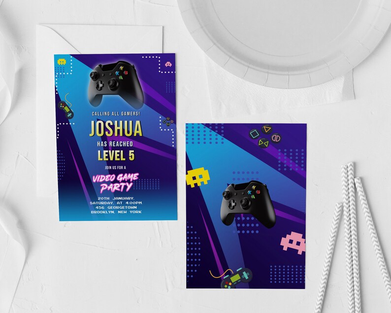 Video Games Invitation Gamer Invitation Birthday Invitation - Etsy