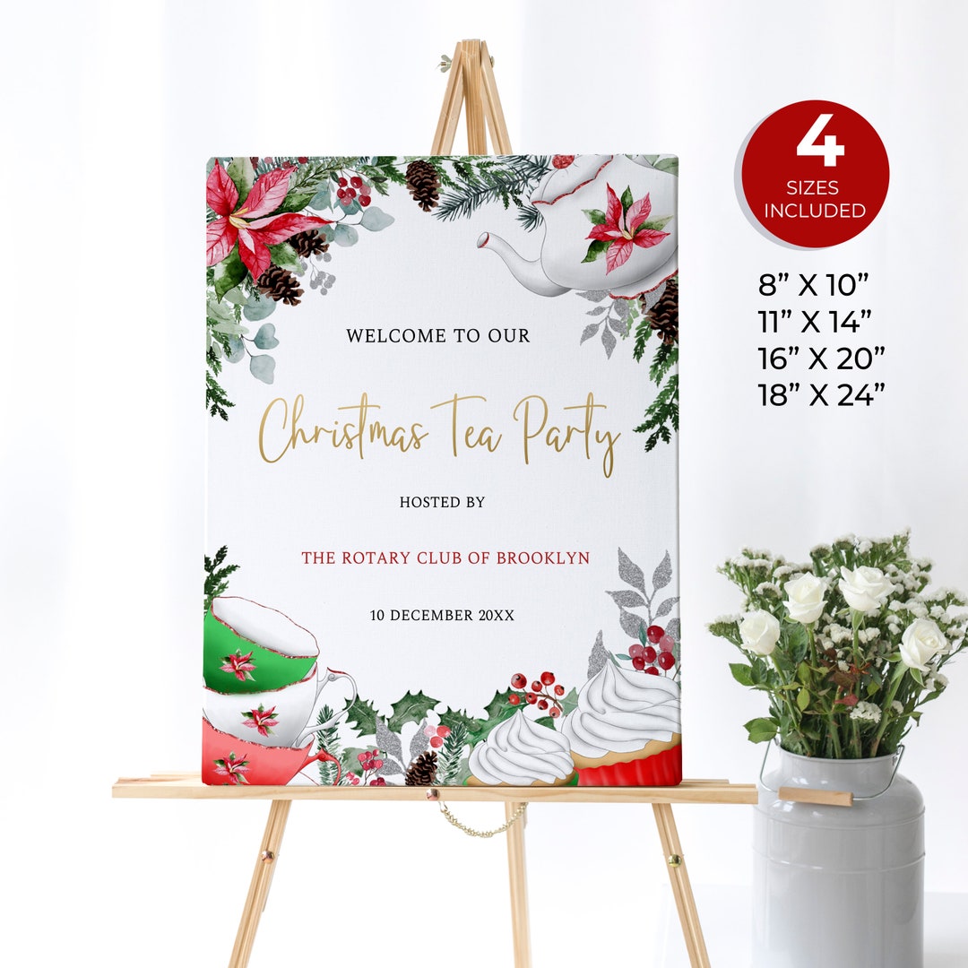 Christmas Tea Party Welcome Sign, Winter Tea Party, Holiday Tea Party ...