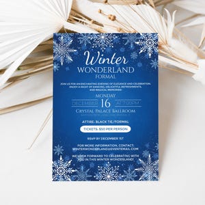 Editable Winter Formal Dance Invitation, Winter Wonderland, School ...