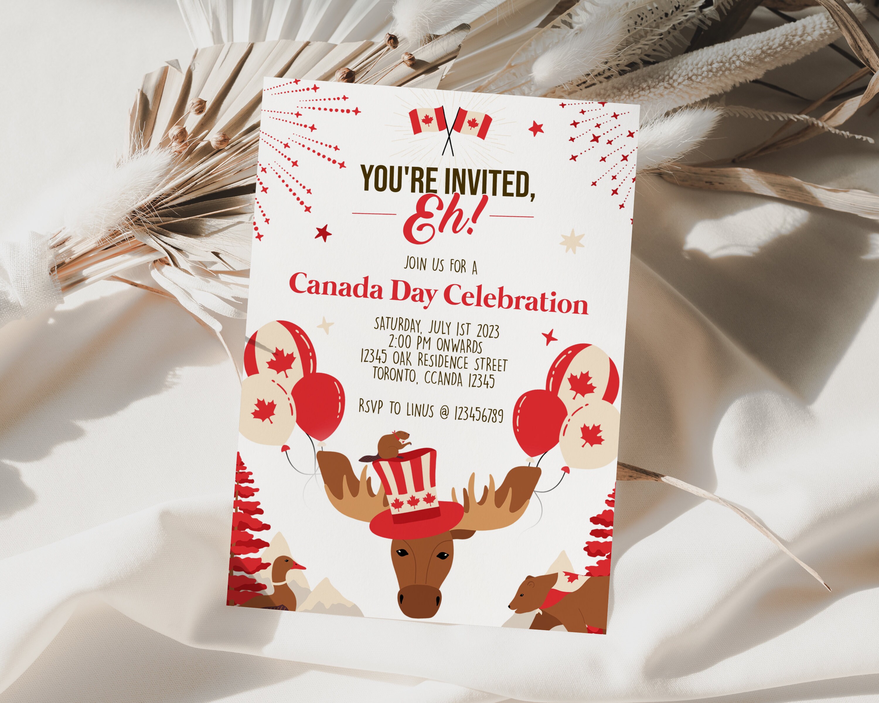 Editable Canada Day Celebration Invitation, Canada Day Party Invite ...