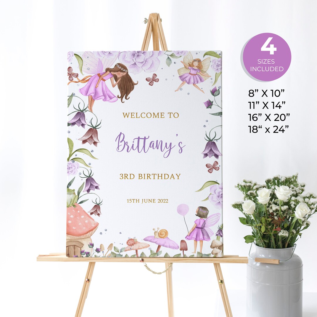 Fairy Welcome Sign, Magical Floral Fairy Princess Party Sign, Whimsical ...