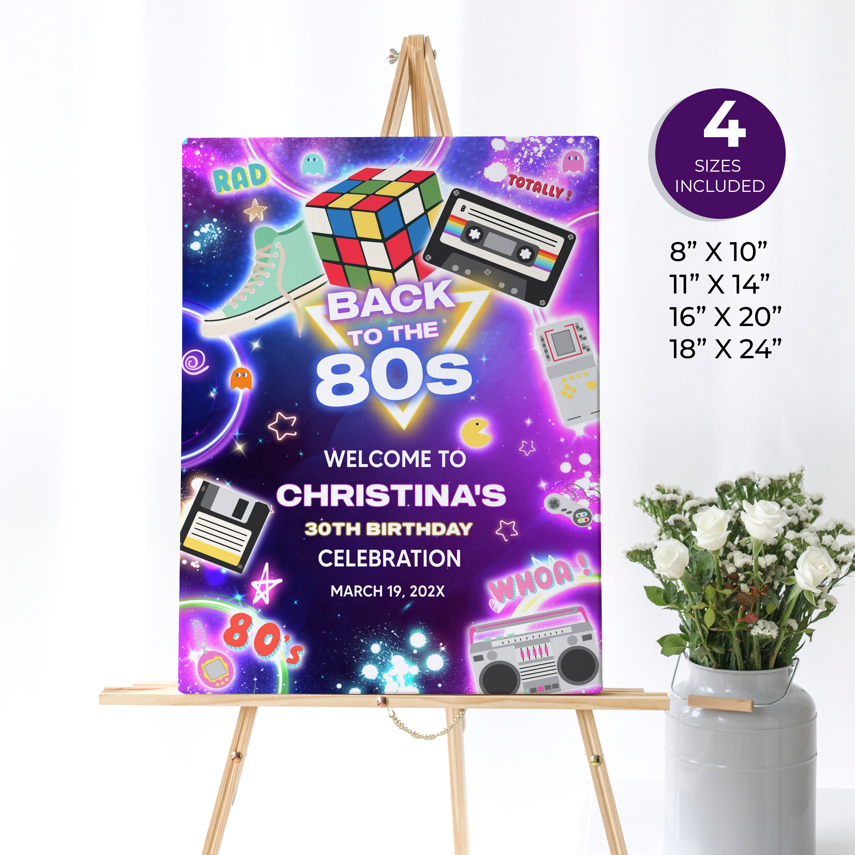 80s Birthday Welcome Sign, 80s Theme Poster, 80s Custom Sign, Back to ...