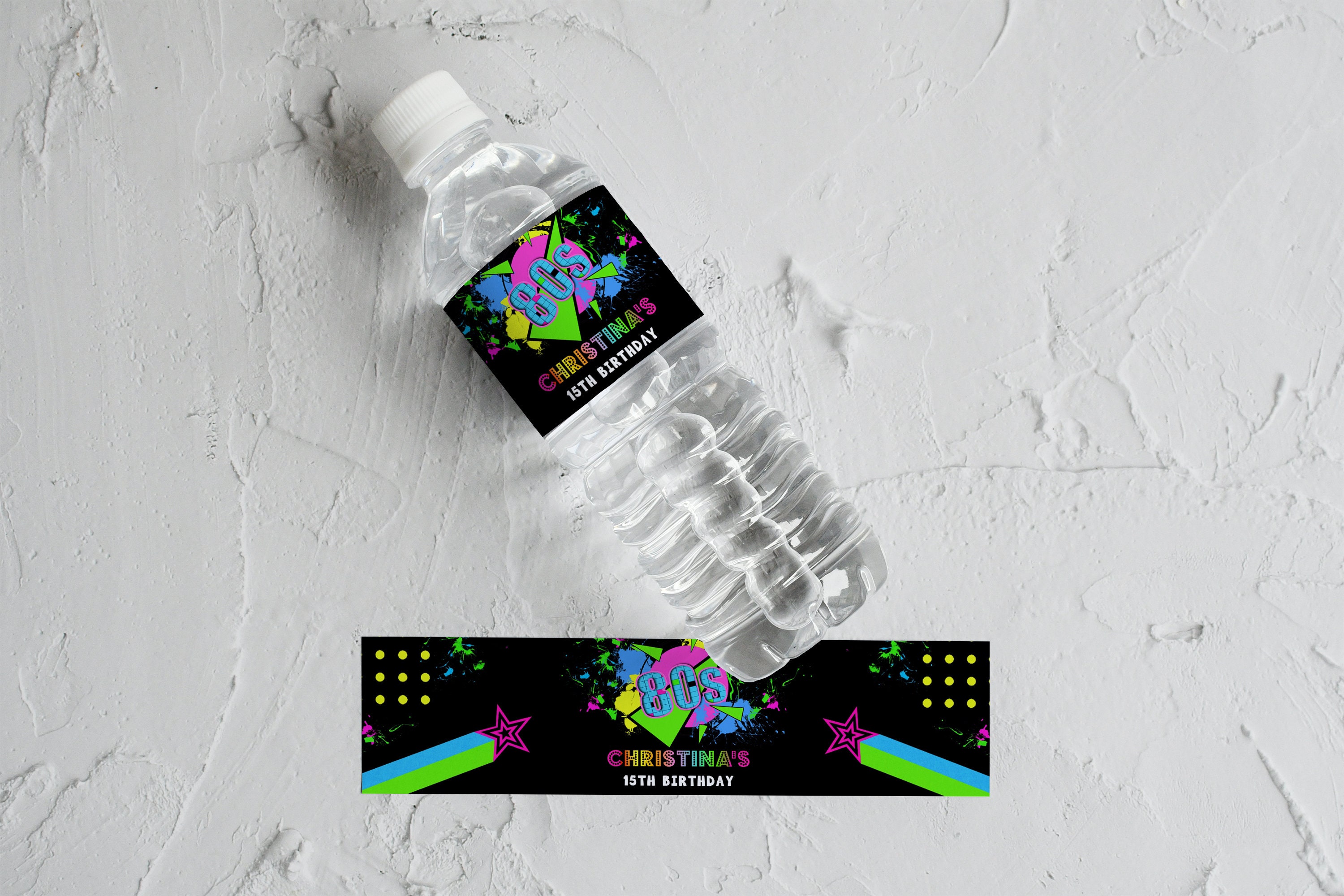 80s Water Bottle Label 80s Theme 80s Water Bottle Template - Etsy