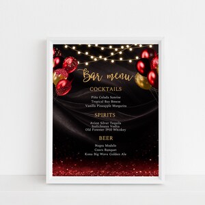 Red and Gold Balloons Bar Menu Sign, Signature Drinks Sign, Red and ...