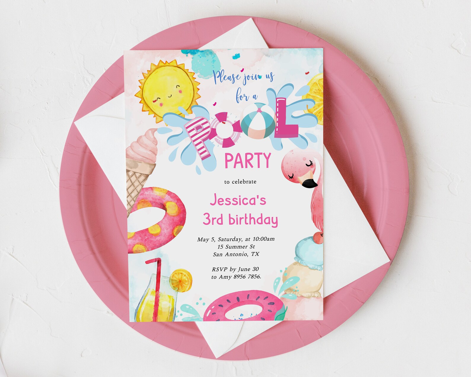 Pool Party Invitation Editable Pool Birthday Party | Etsy