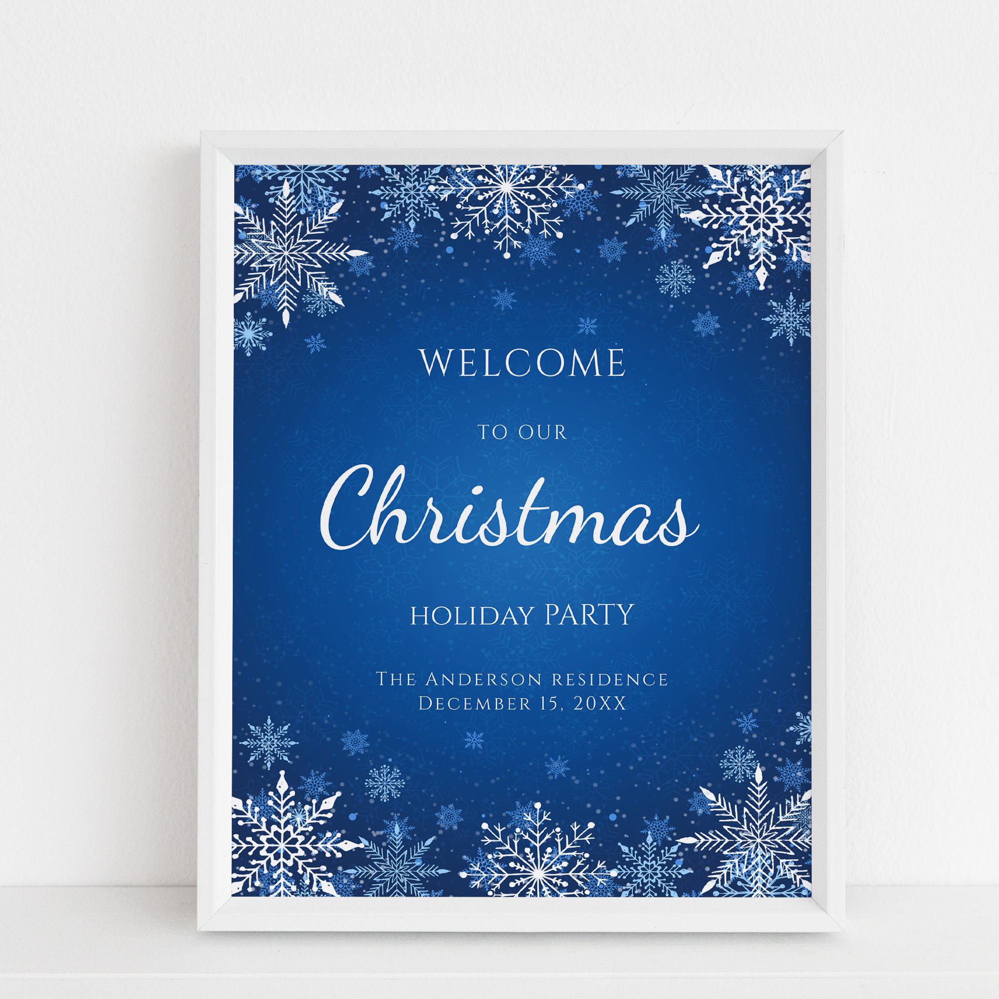 Editable Winter Wedding Welcome Sign, Snowflakes Welcome Sign Template ...