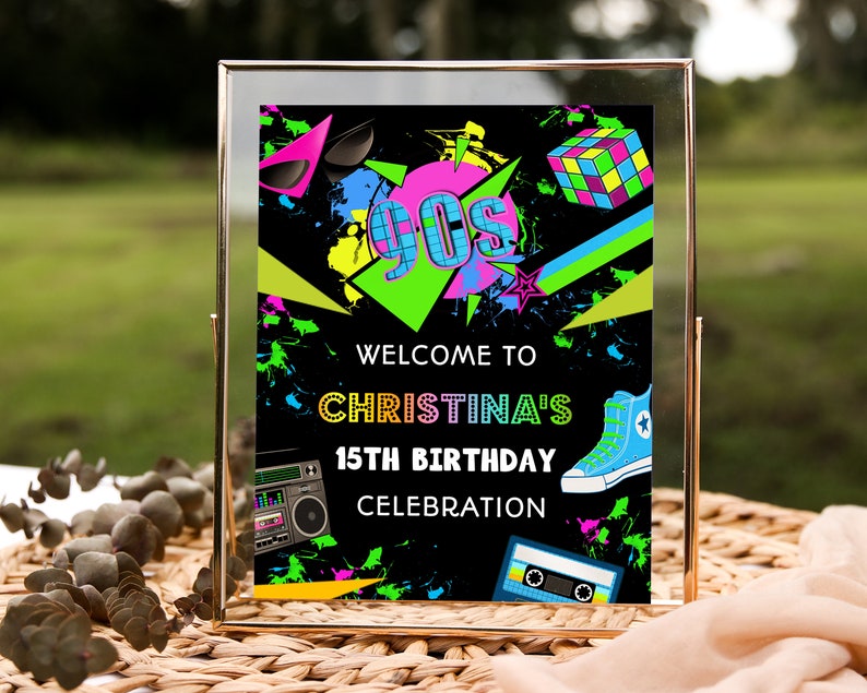 90s Birthday Welcome Sign 90s Theme Poster 90s Custom Sign - Etsy