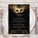 Black and Gold Masquerade Menu Template, Masquerade Prom Menu, Mardi ...