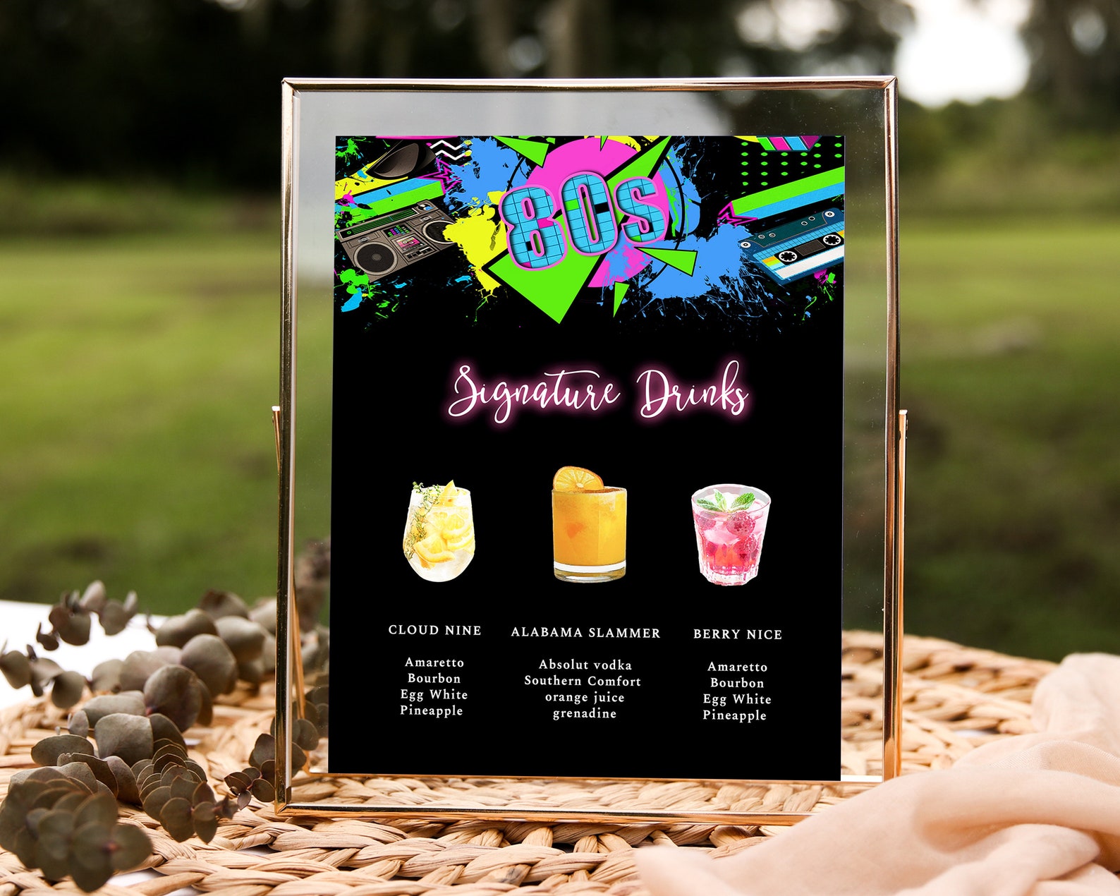 80s Bar Menu Sign Signature Drinks Sign Chalkboard Design - Etsy