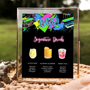 80s Bar Menu Sign, Signature Drinks Sign, Chalkboard Design Menu Bar ...