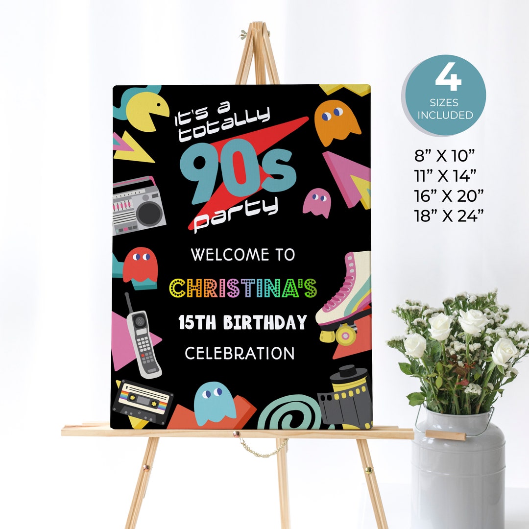 Halloween 90s Birthday Welcome Sign, 90s Theme Poster, 90s Custom Sign ...