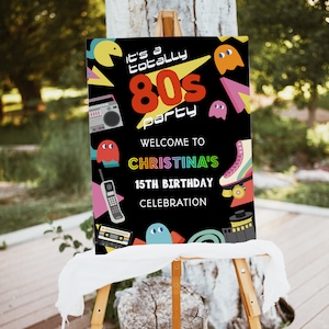 Halloween 80s Birthday Welcome Sign, 80s Theme Poster, 80s Custom Sign ...