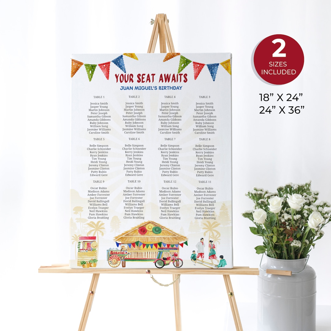 Filipino Party Seating Sign, Filipino Fiesta Seating Chart, Filipino ...