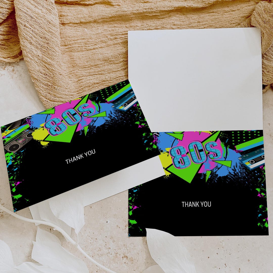 Printable 80s Thank You Card, 80s Birthday Card, Back to the 80s, 80s ...