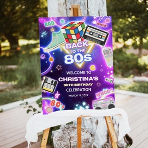80s Birthday Welcome Sign, 80s Theme Poster, 80s Custom Sign, Back to ...
