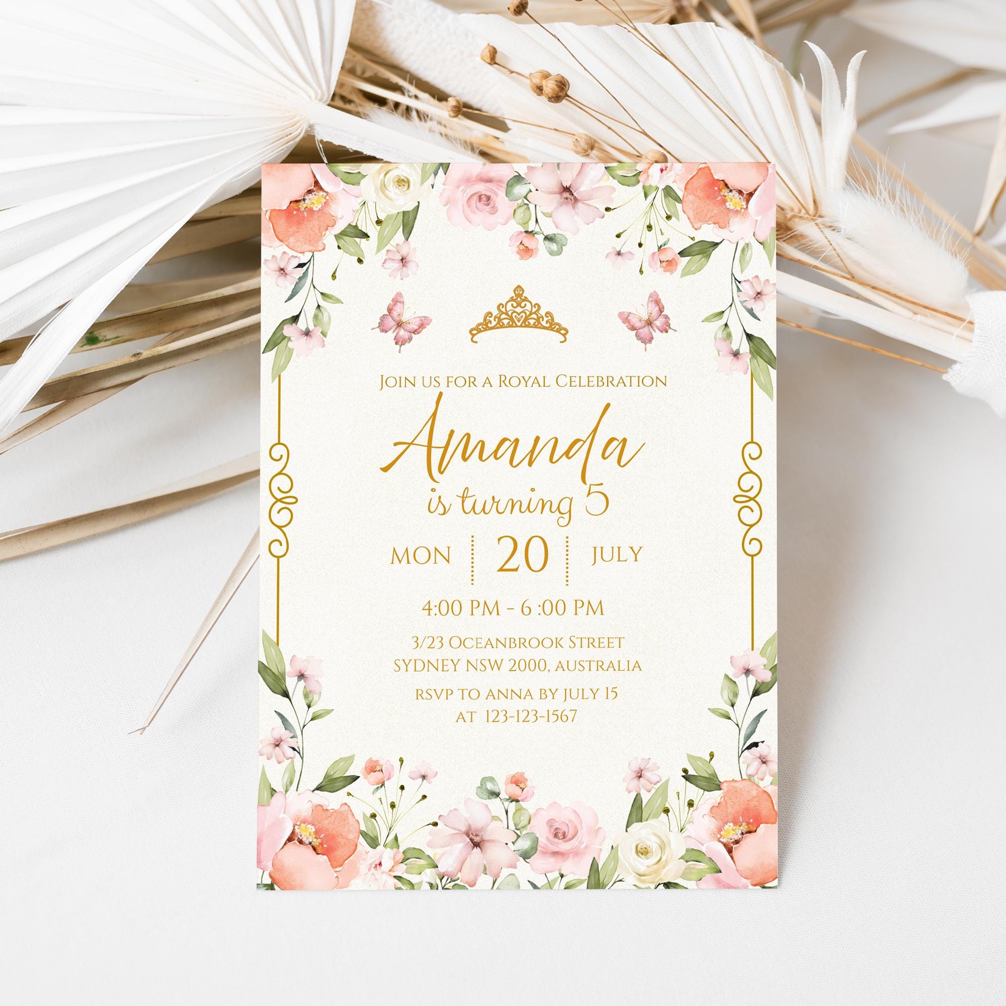 Editable Royal Celebration Birthday Invitation, Pink Princess ...