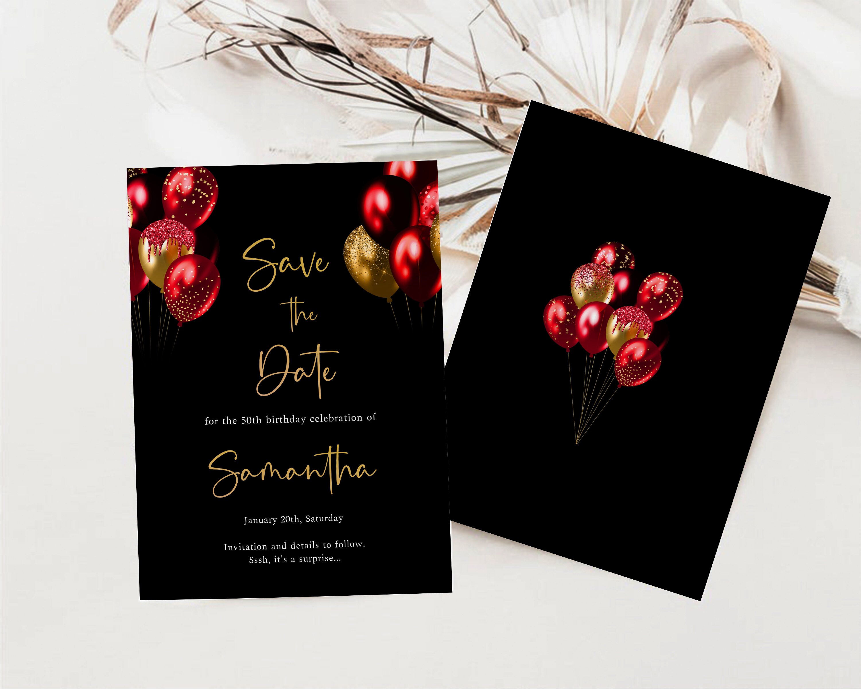 Black and Red Save the Date Template, Save the Date for Adult ...