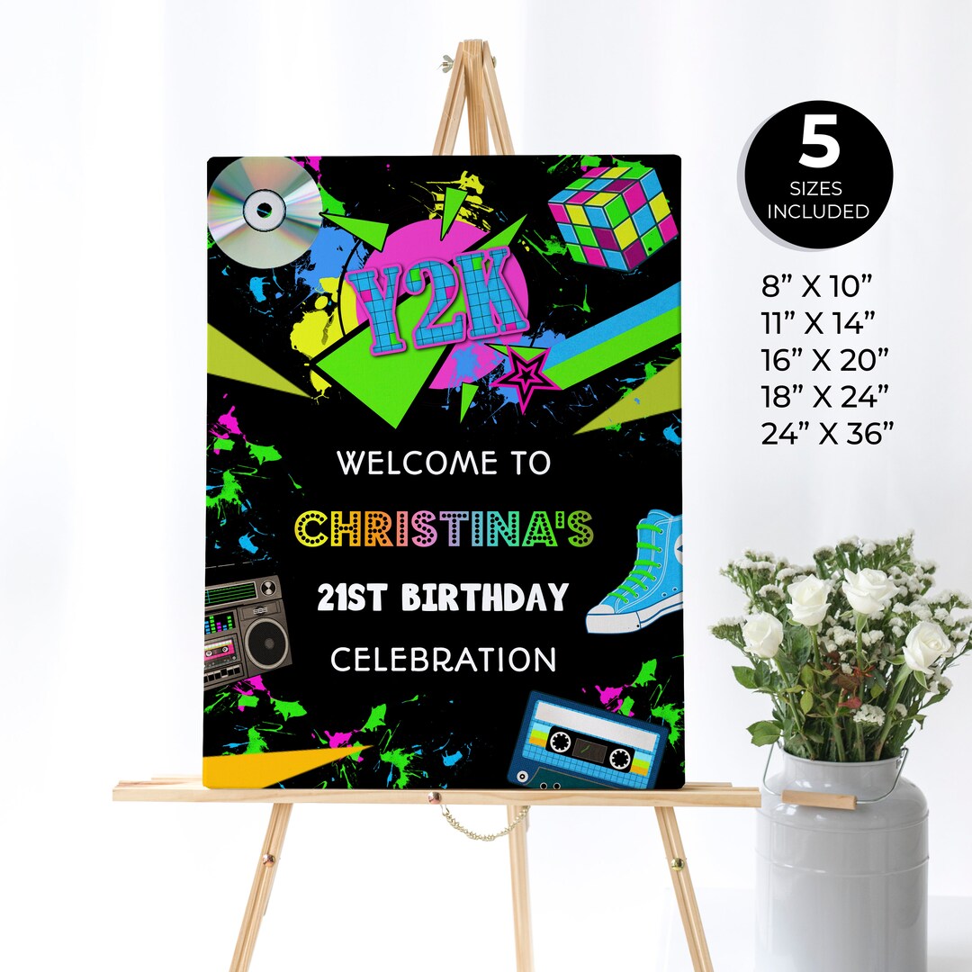 Y2K Welcome Sign, Early 2000s Theme Poster, Y2K Custom Sign, Back to ...