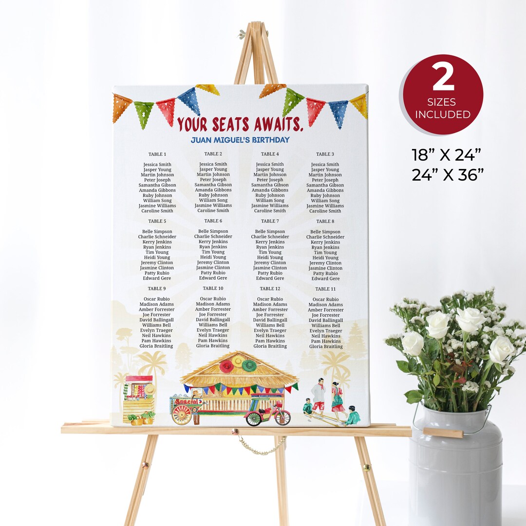 Filipino Party Seating Sign Filipino Fiesta Seating Chart - Etsy