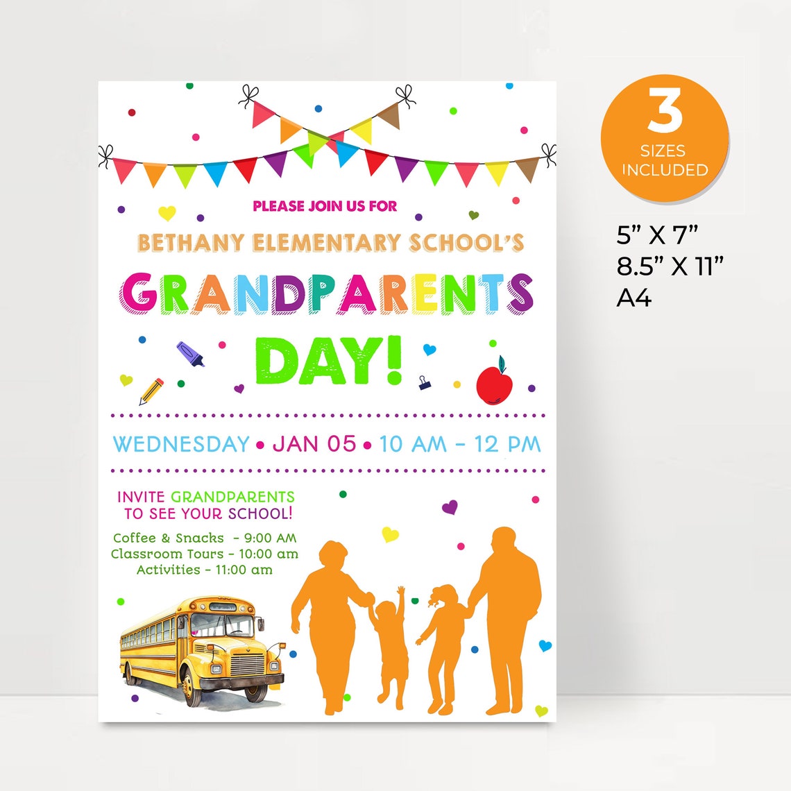 Grandparents Day Flyer, School Event Poster, Grandparents Day Lunch ...