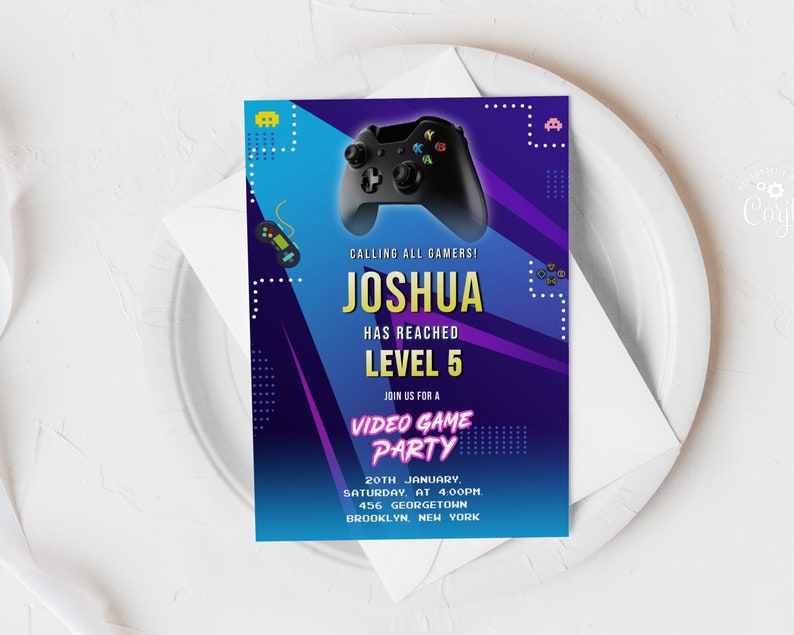 Video Games Invitation Gamer Invitation Birthday Invitation - Etsy
