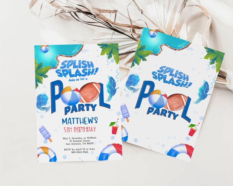 Baseball Pool Party Invitation Pool Birthday Invitation Boy - Etsy