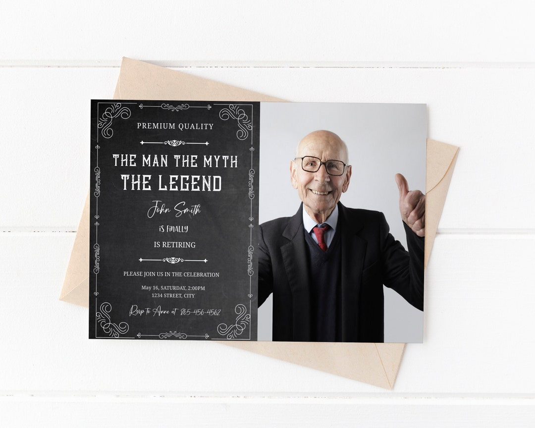 Retirement Invitation for Men, the Man the Myth the Legend Invitation ...