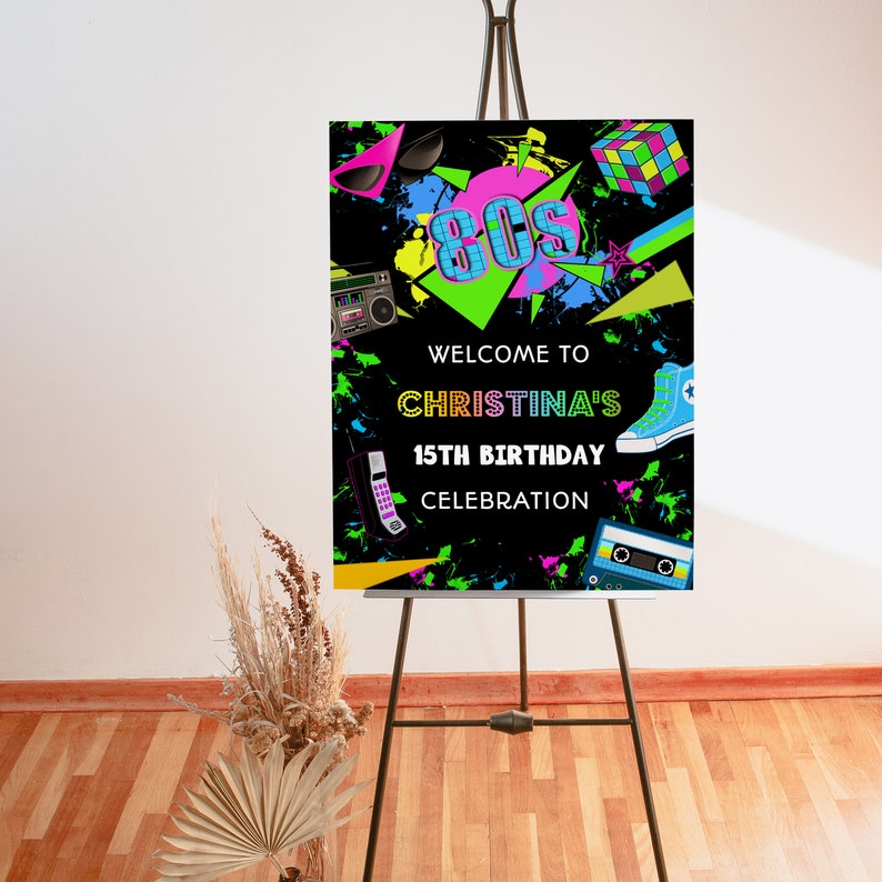 80s Birthday Welcome Sign 80s Theme Poster 80s Custom Sign - Etsy