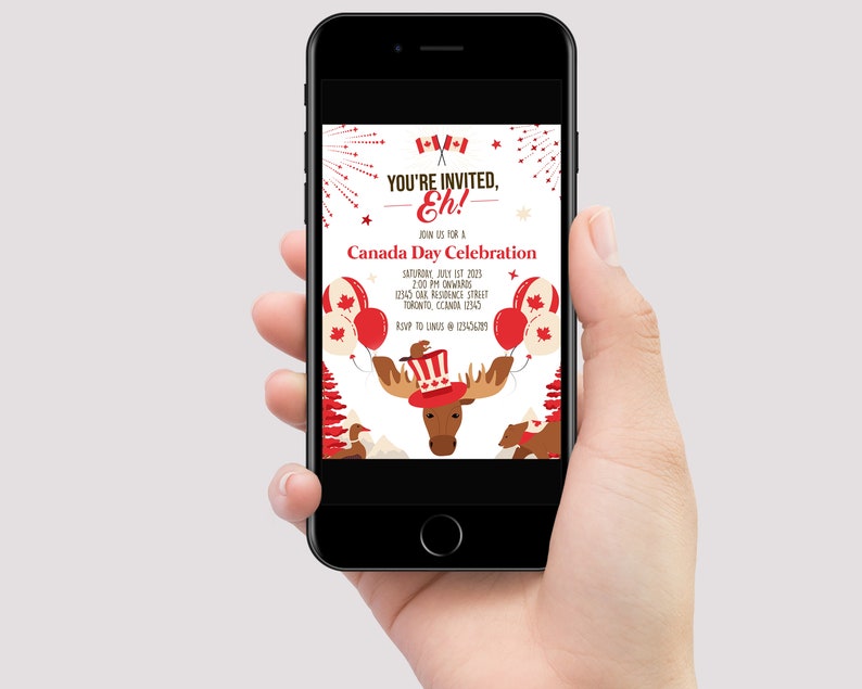 Editable Canada Day Celebration Invitation, Canada Day Party Invite ...