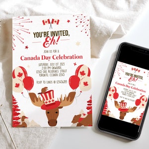 Editable Canada Day Celebration Invitation, Canada Day Party Invite ...