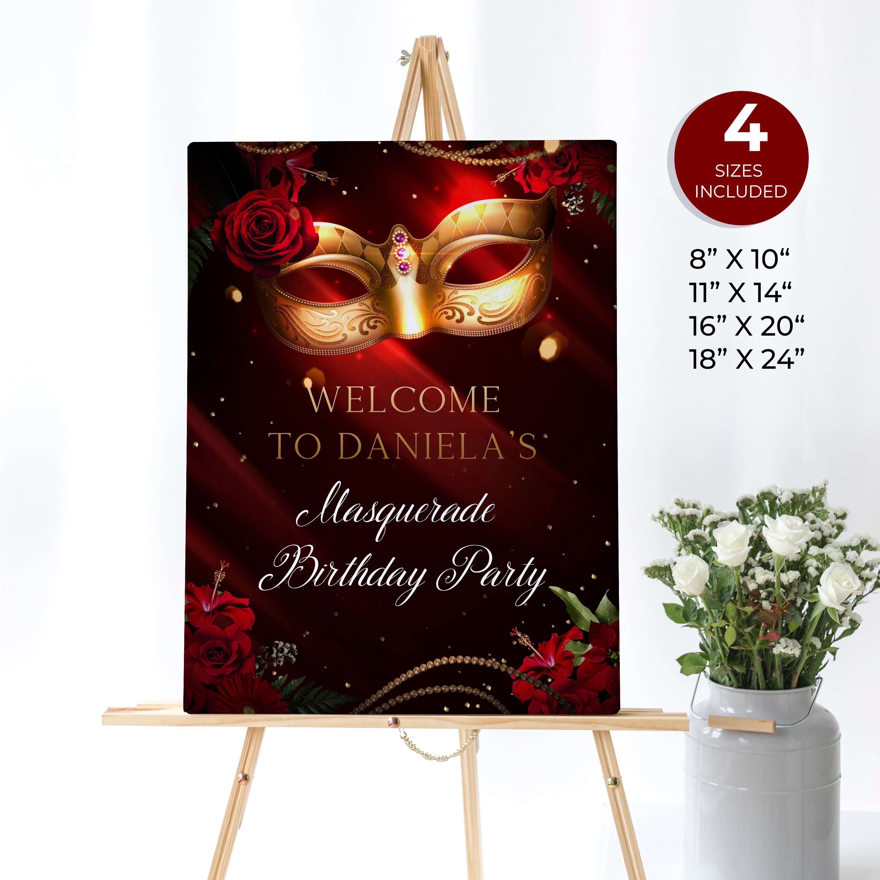Masquerade Party Welcome Sign Masquerade Poster Sweet 16 - Etsy