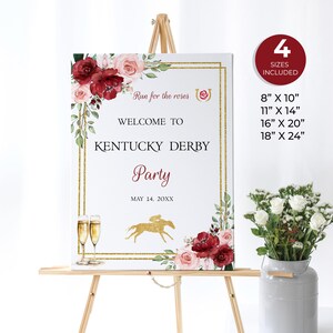 Kentucky Derby Day Welcome Sign Template, Run for the Roses, Red and ...