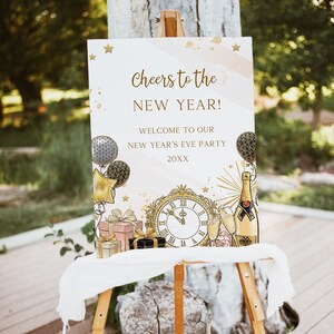 New Year's Party Welcome Sign, New Year's Eve Party, New Year Table ...