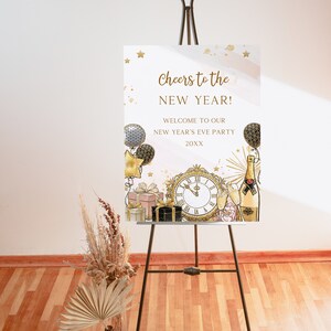 New Year's Party Welcome Sign, New Year's Eve Party, New Year Table ...