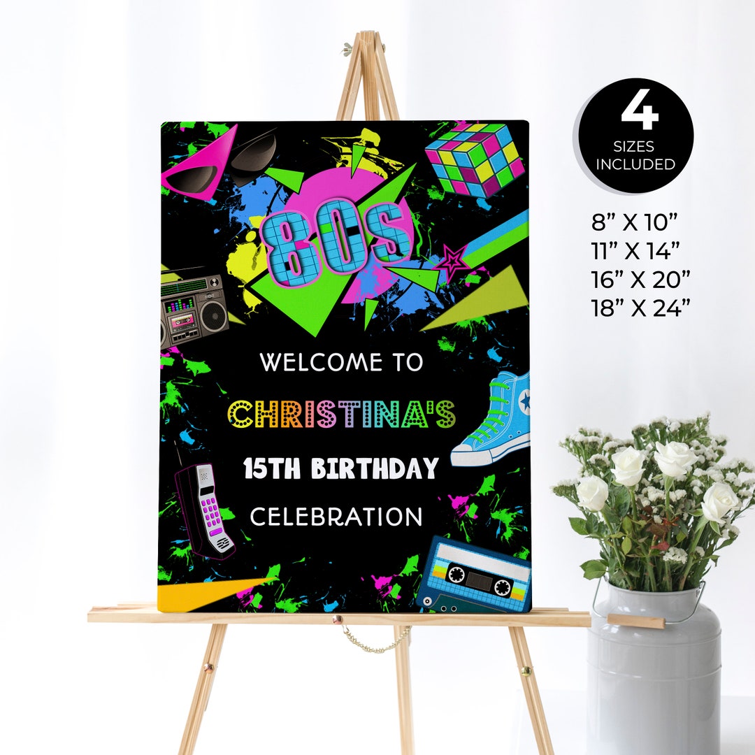 80s Birthday Welcome Sign, 80s Theme Poster, 80s Custom Sign, Back to ...