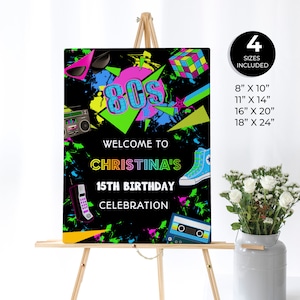 80s Birthday Welcome Sign, 80s Theme Poster, 80s Custom Sign, Back to ...