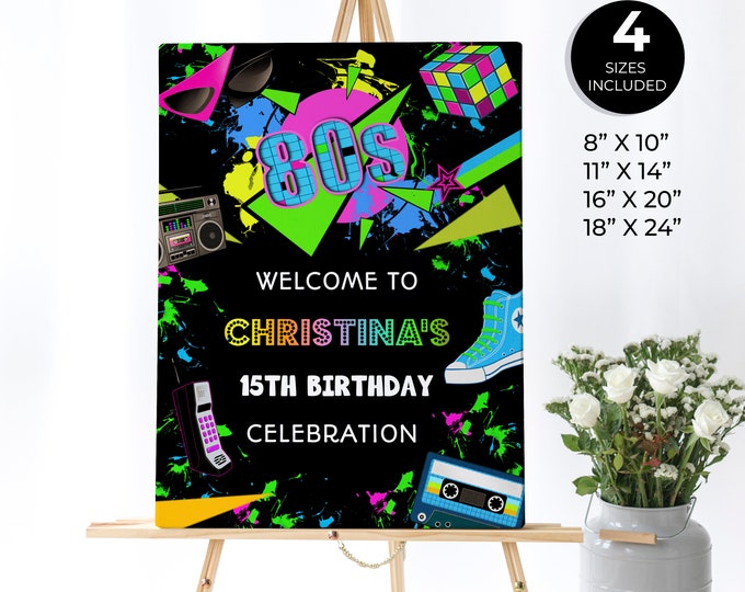 80s Birthday Welcome Sign, 80s Theme Poster, 80s Custom Sign, Back to ...