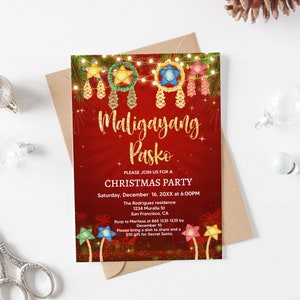 Filipino Christmas Party Invitation, Noche Buena, Filipino Fiesta ...
