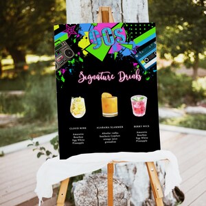 90s Bar Menu Sign, Signature Drinks Sign, Chalkboard Design Menu Bar ...