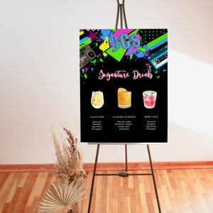 90s Bar Menu Sign, Signature Drinks Sign, Chalkboard Design Menu Bar ...