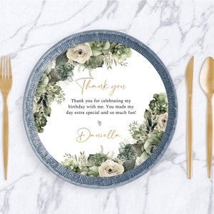 Sage Green and Cream Charger Plate Insert, Birthday Floral Charger ...